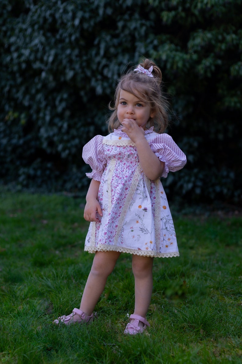 Patchwork Dress With Puffed Sleeves - Etsy