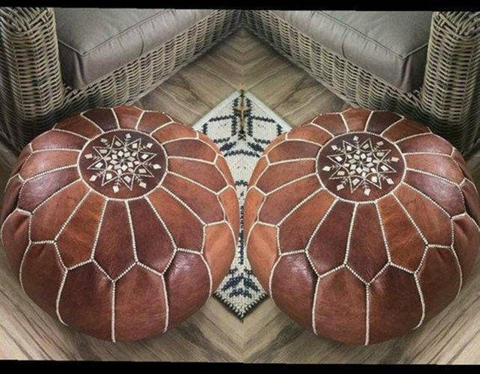 Moroccan Leather Pouf Ottoman Pouf Moroccan Decor Round Ottoman Pouf ...