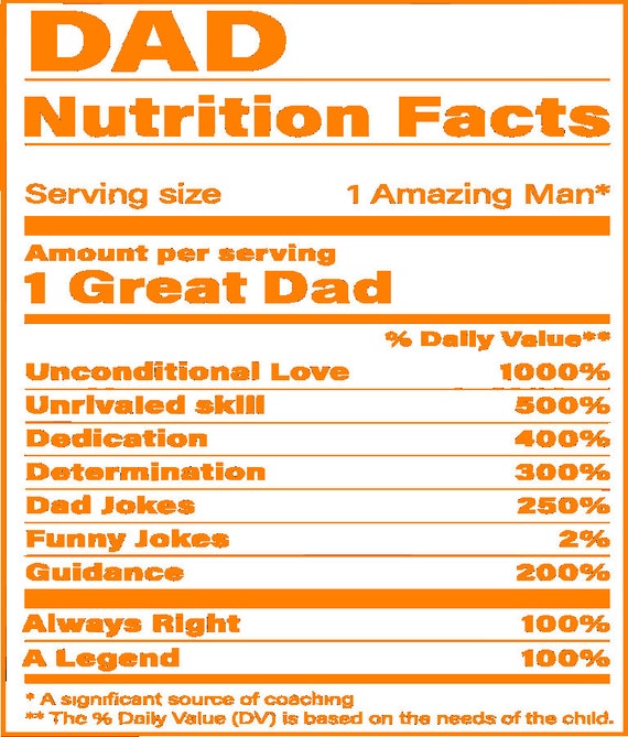 Dad Nutrition Facts PNG Digital File No Physical Item - Etsy