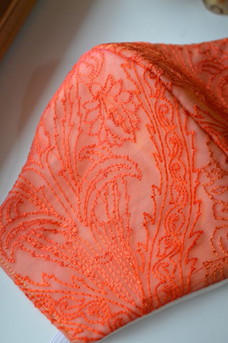 Orange Thread Embroidered Indian Face Mask - Etsy