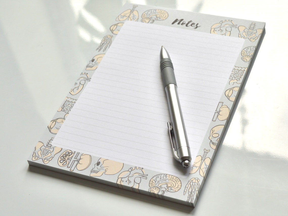 Anatomical Design Notes Pad | A5 Notepad | Medicine - Nursing ...