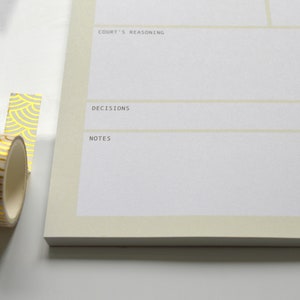 Law Case Brief A4 Notepad | Law Student Case Notes Template, Student ...