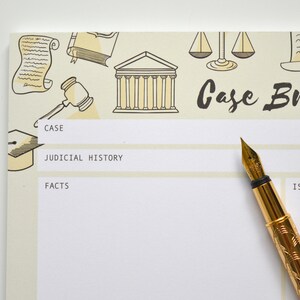 Law Case Brief A4 Notepad | Law Student Case Notes Template, Student ...