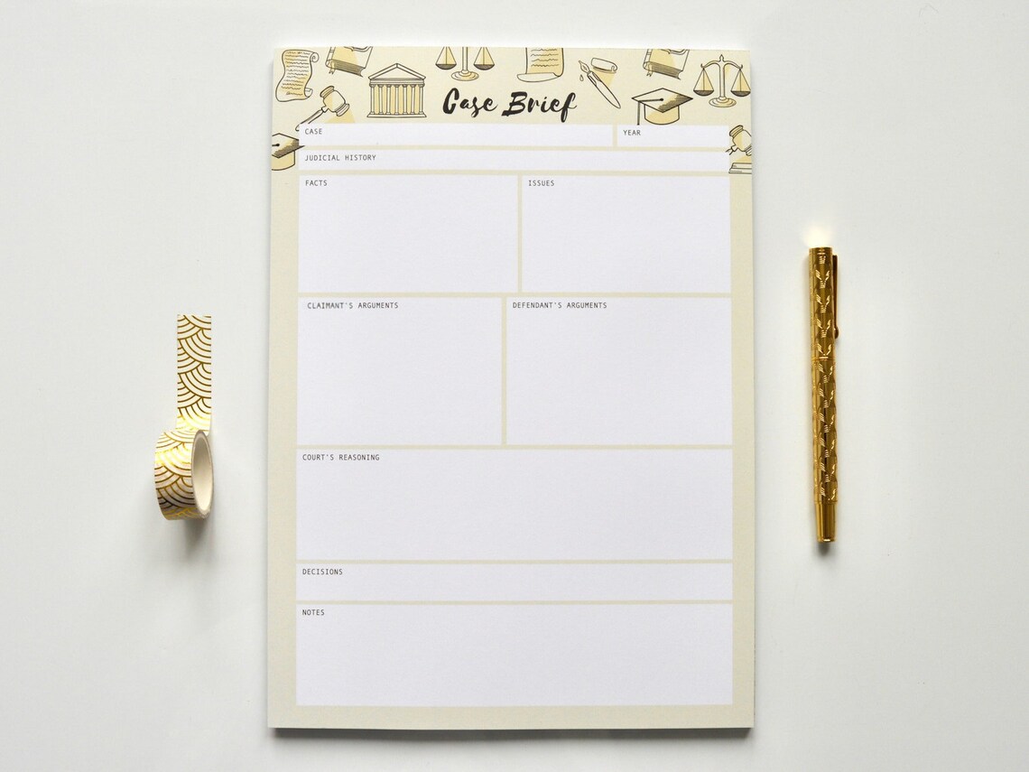 Law Case Brief A4 Notepad Law Student Case Notes Template - Etsy UK