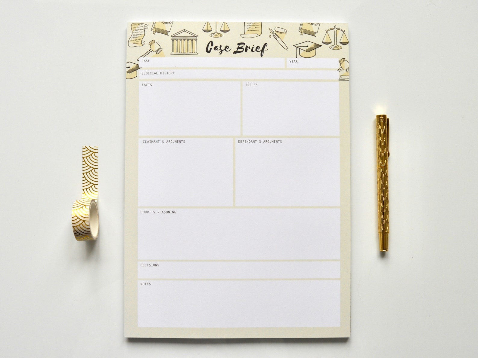 Law Case Brief A4 Notepad Law Student Case Notes Template - Etsy