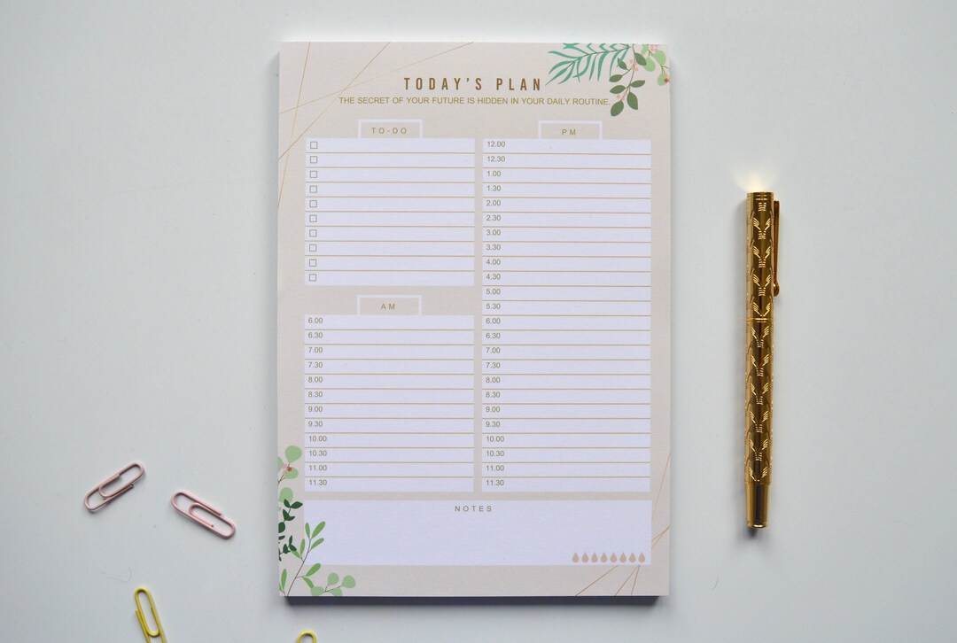 Spring Leaves | A5 Daily Planner Pad | Daily Planner Notepad - Desk Pad ...
