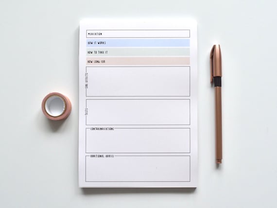 Medication Summary Notepad for Medical Students Pharmacy | Etsy UK
