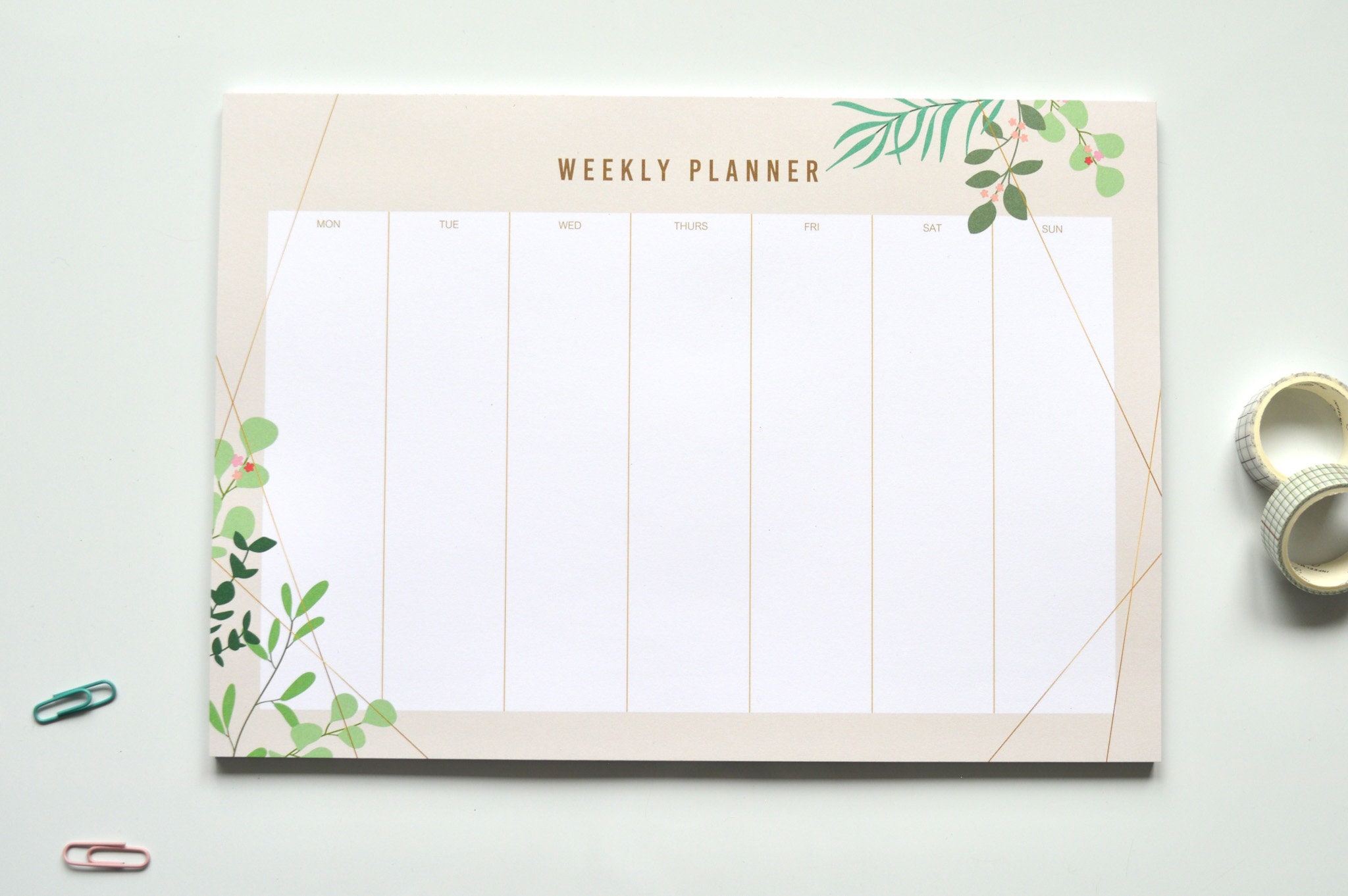 Spring Leaves A4 Weekly Desk Planner Pad Weekly Planner Pad - Etsy