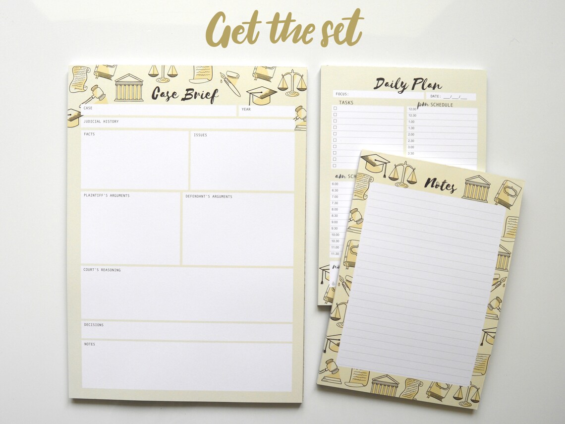 Law Case Brief A4 Notepad Law Student Case Notes Template | Etsy