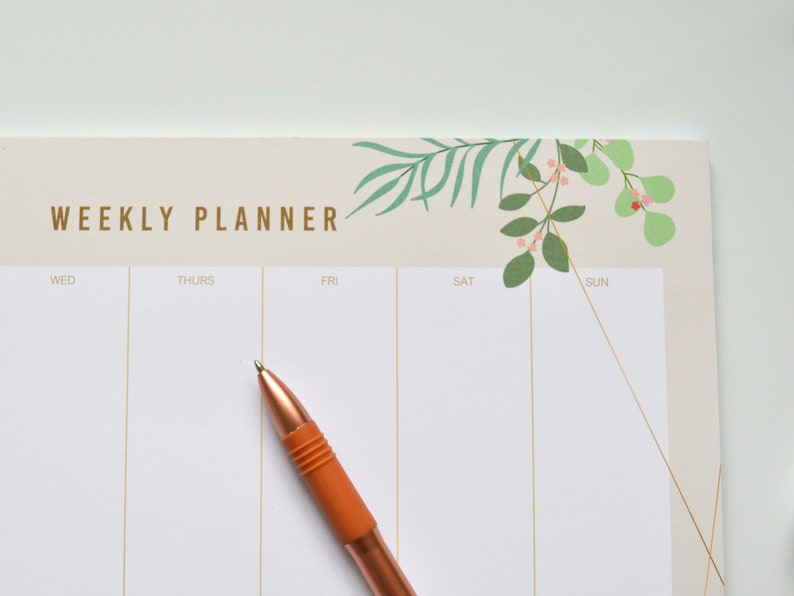 Spring Leaves A4 Weekly Desk Planner Pad | Weekly Planner Pad - Weekly ...