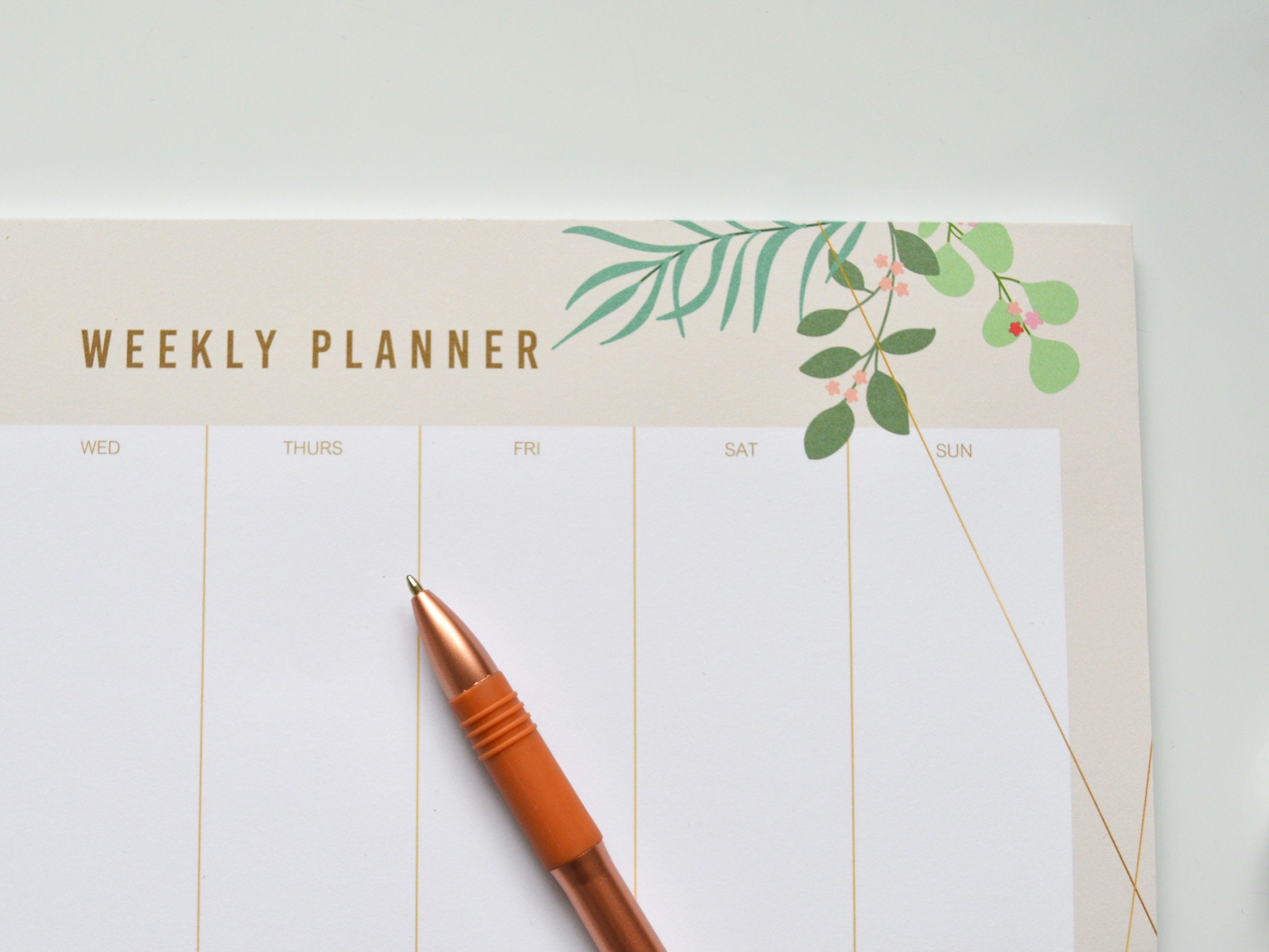 Spring Leaves A4 Weekly Desk Planner Pad Weekly Planner Pad - Etsy