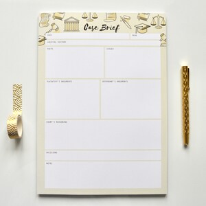 Law Case Brief A4 Notepad Law Student Case Notes Template | Etsy UK