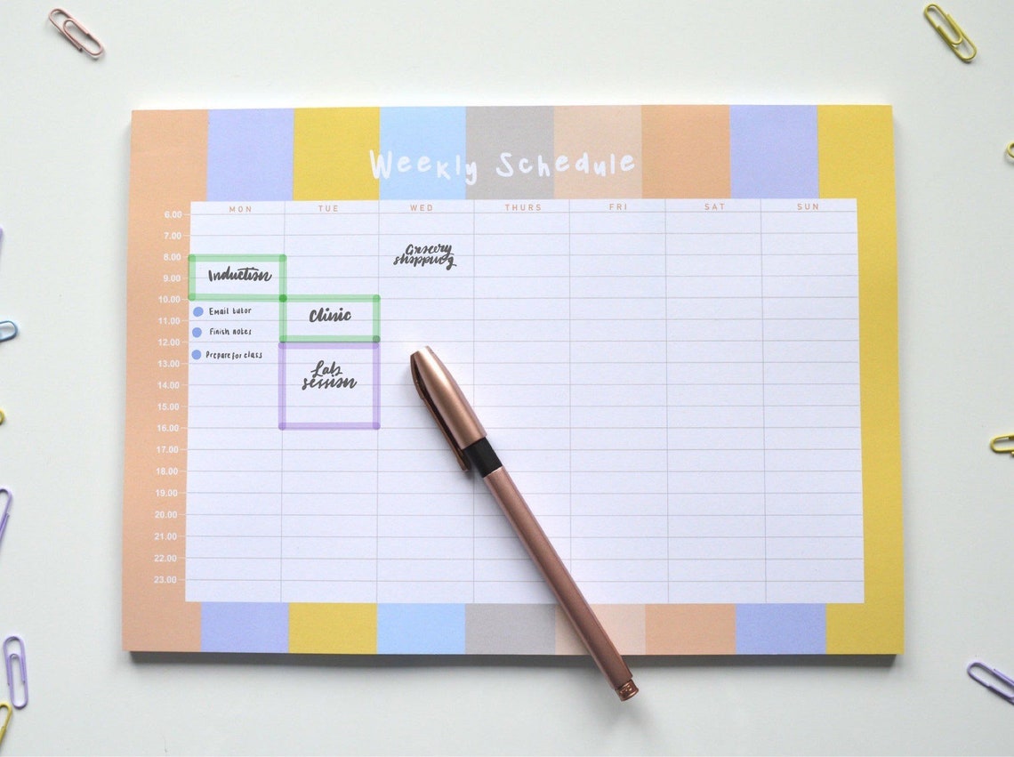 Sunrise | A4 Weekly Schedule Planner Pad - Time-blocking - Weekly ...