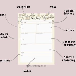 Law Case Brief A4 Notepad | Law Student Case Notes Template, Student ...