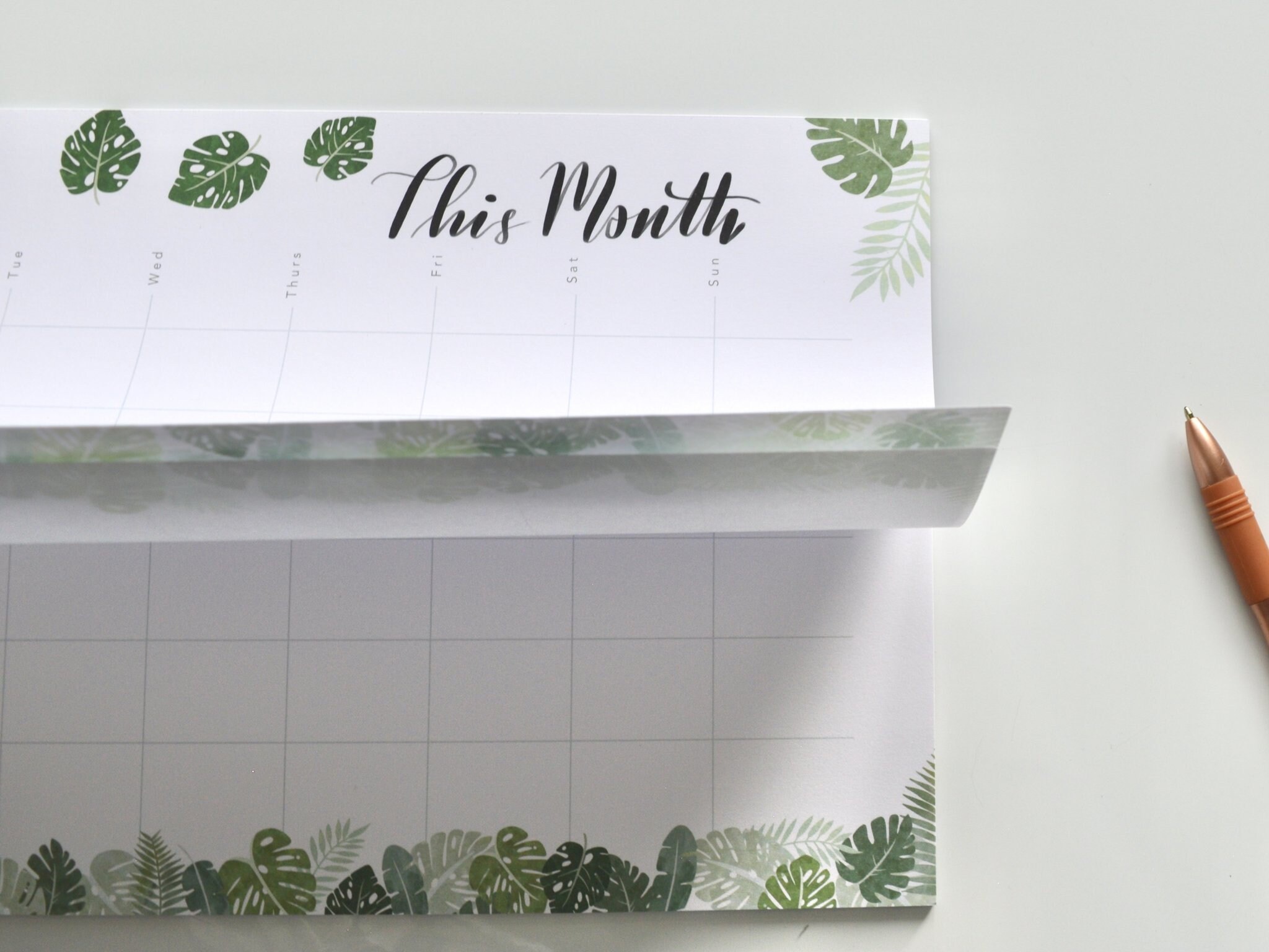 Monstera A4 Monthly Desk Planner Pad Leaf Monthly Planner - Etsy