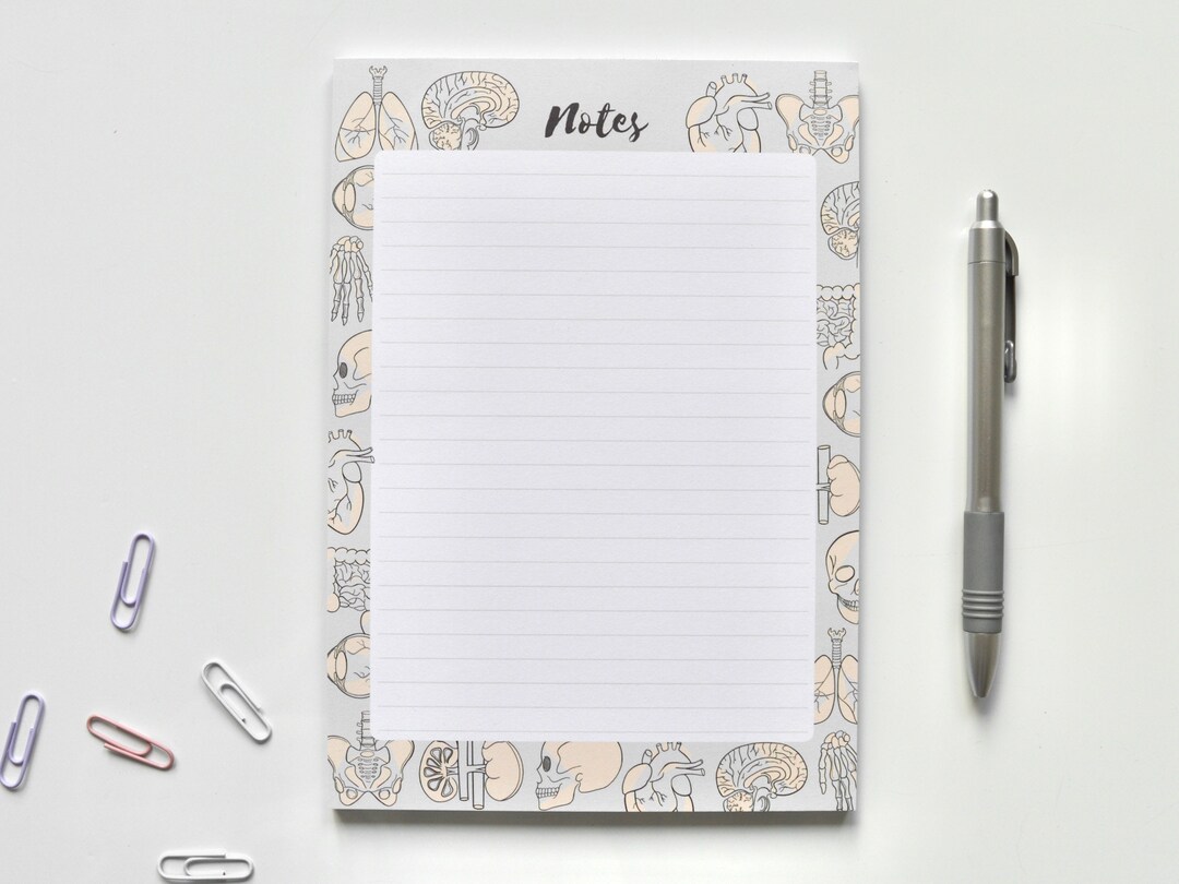 Anatomical Design Notes Pad | A5 Notepad | Medicine - Nursing ...