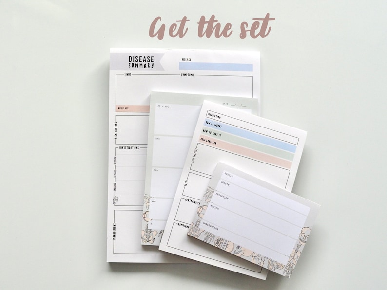 A4 Disease Summary Notepad for Medical Students, Nursing Students ...
