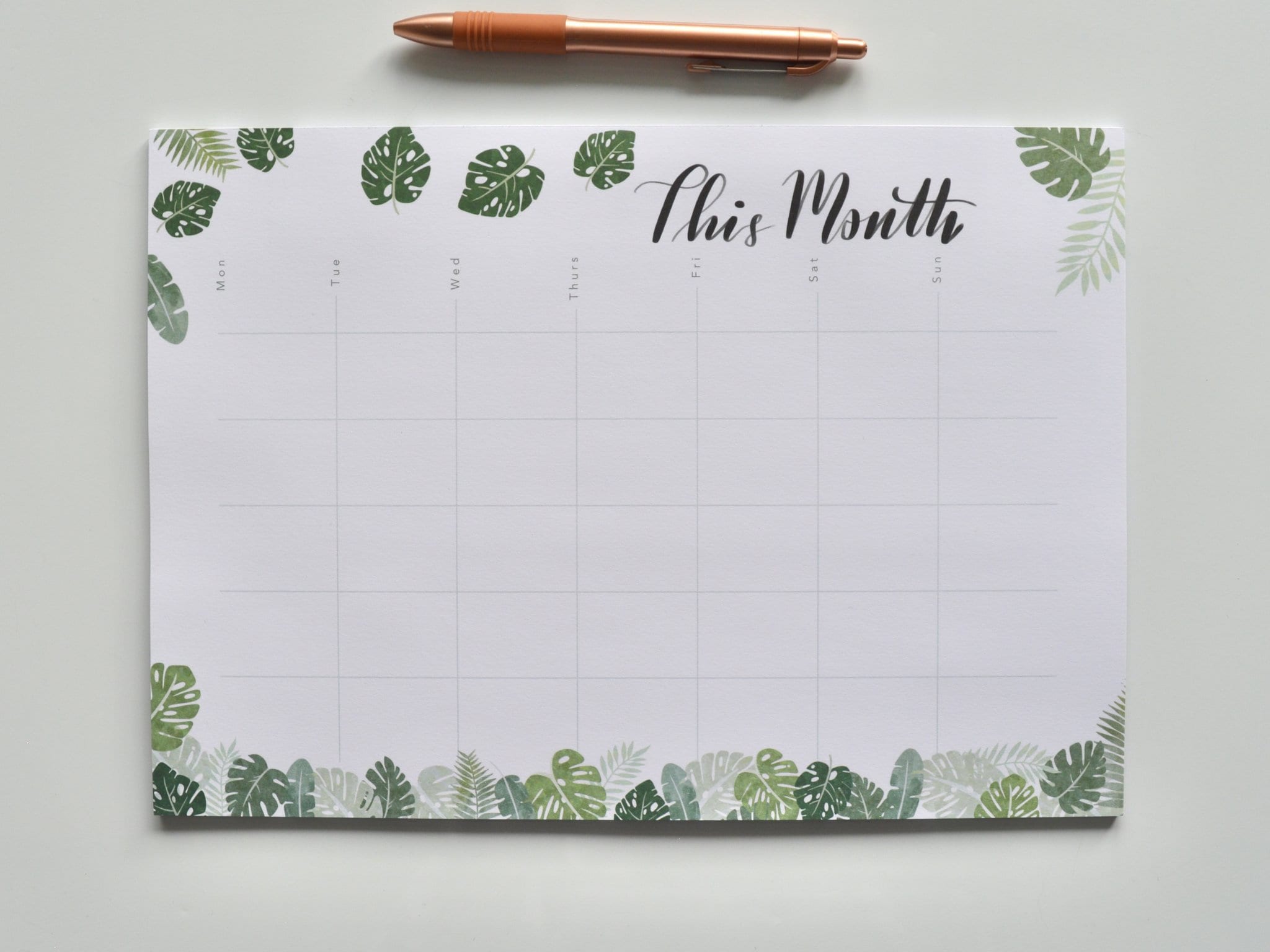 Monstera A4 Monthly Desk Planner Pad Leaf Monthly Planner - Etsy