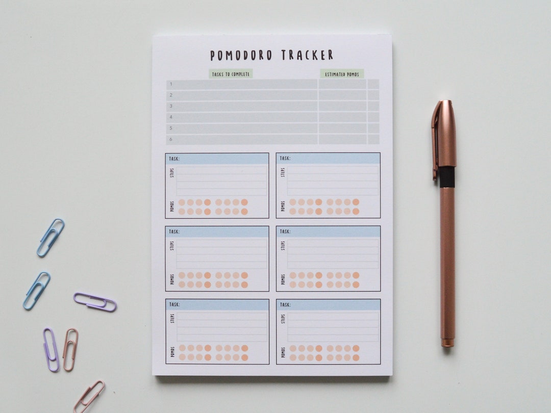 A5 Pomodoro Tracker for Productivity | Productivity Planner Pad ...