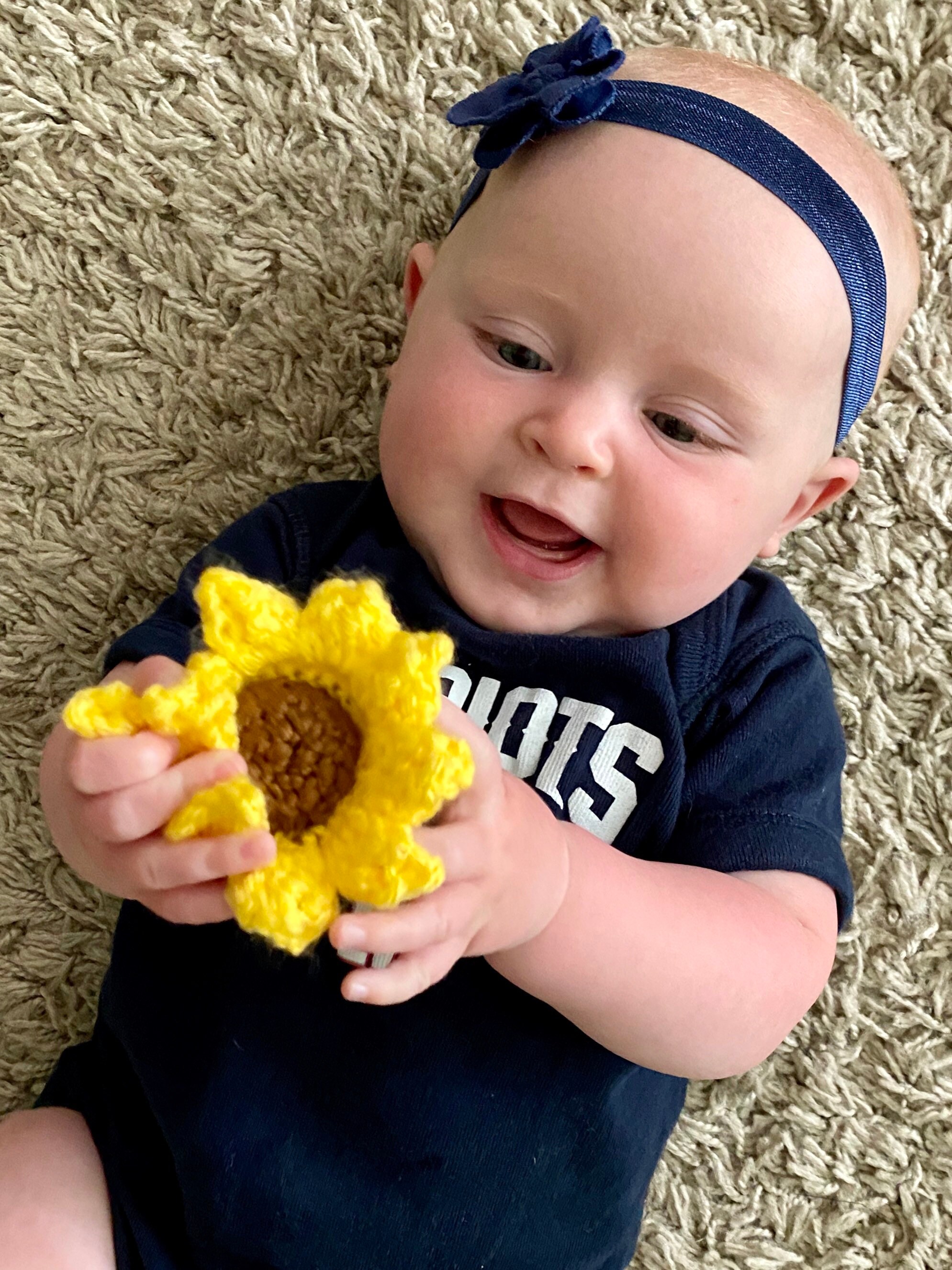 Sunflower Rattle Flower Rattle Crocheted Rattle Grasping - Etsy