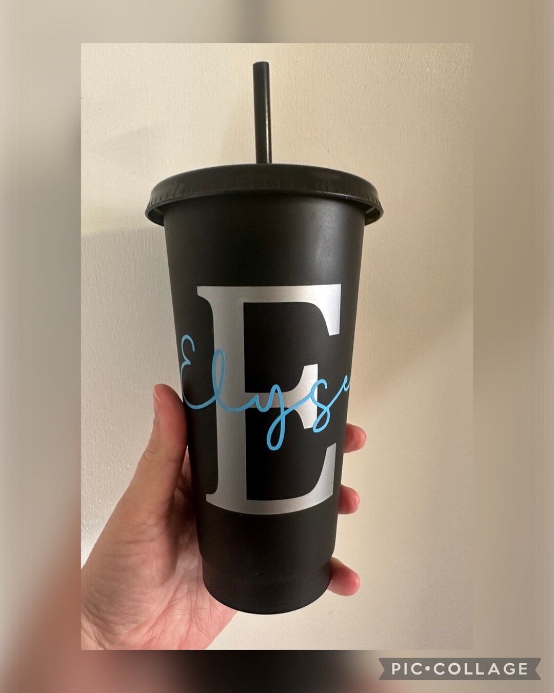 Initial and Name Cold Cup - Personalised Cup With Lid and Straw ...