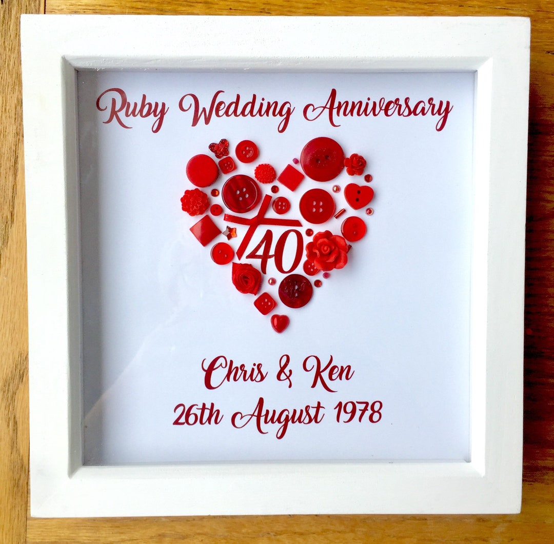 Ruby Wedding Frame - 40 Wedding Anniversary Frame - Ruby Wedding Gift ...
