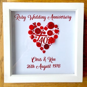 Ruby Wedding Frame - 40 Wedding Anniversary Frame - Ruby Wedding Gift ...