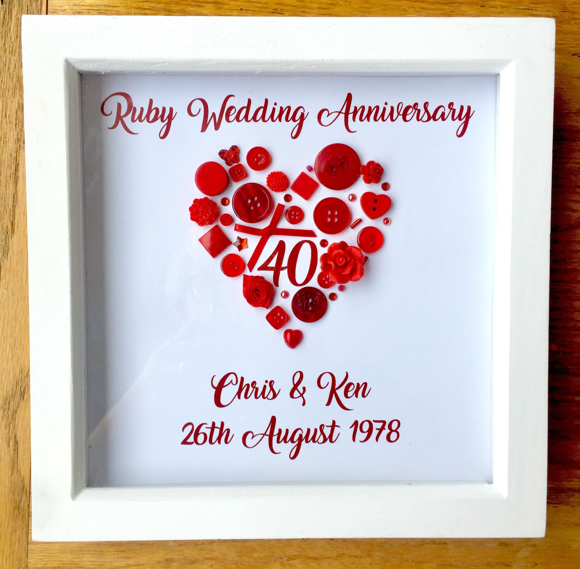 Ruby Wedding Frame 40 Wedding Anniversary Frame Ruby - Etsy UK