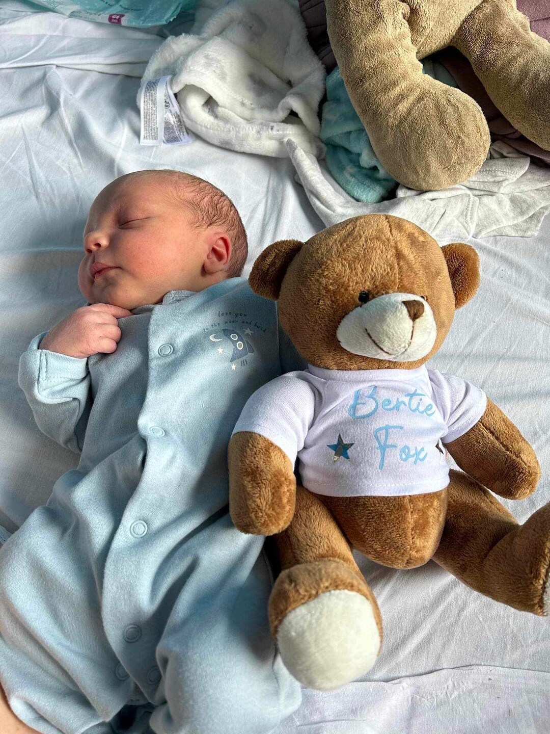 Personalised Plush Teddy Bear – New Baby Gift, Posable Arms ...