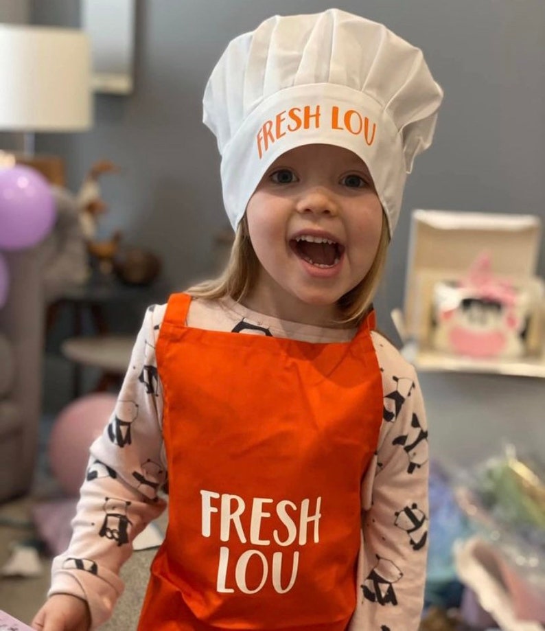 Kids Cotton Play Kitchen Chefs Outfit Apron and Hat Role | Etsy UK