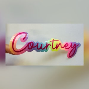 Vinyl Name Label Sticker Decal - Personalised - Two Layer - Custom Name ...