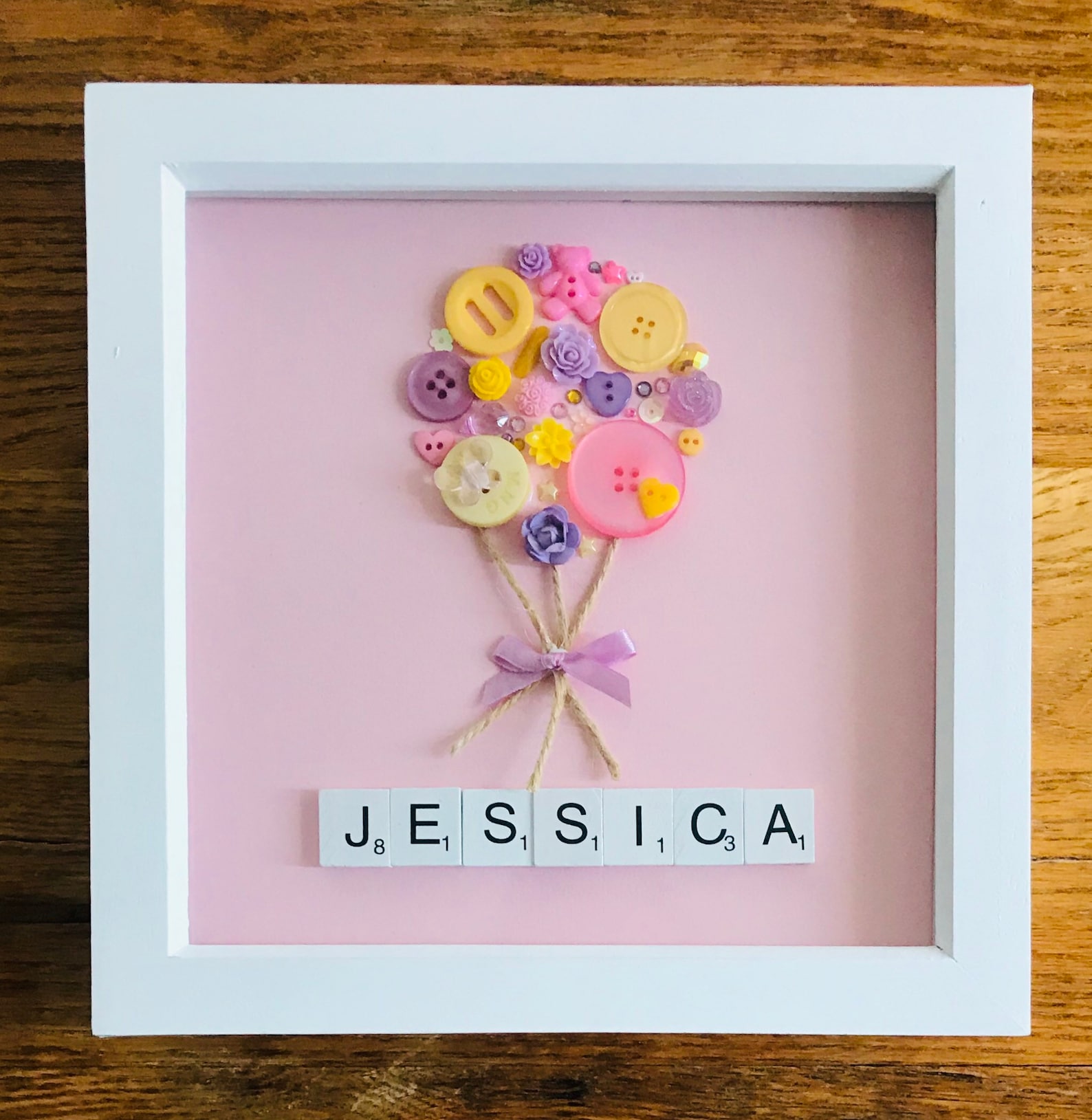Name Personalised Button Art Shadow Box Frame Hot Air - Etsy