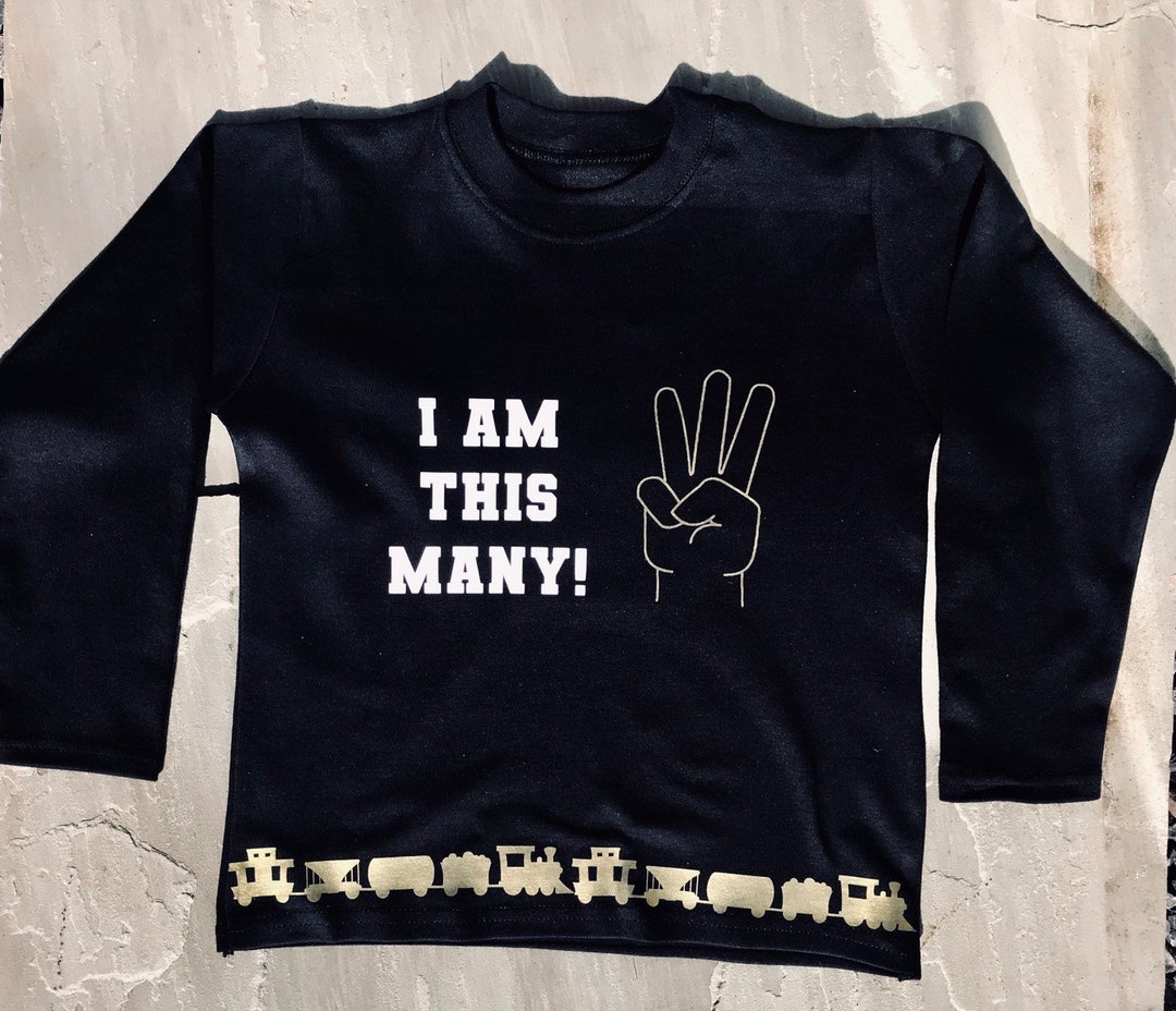 Three Year Old Birthday Tshirt - Train Theme Top Age 3 - 3rd Birthday ...