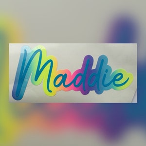 Vinyl Name Label Sticker Decal - Personalised - Two Layer - Custom Name ...