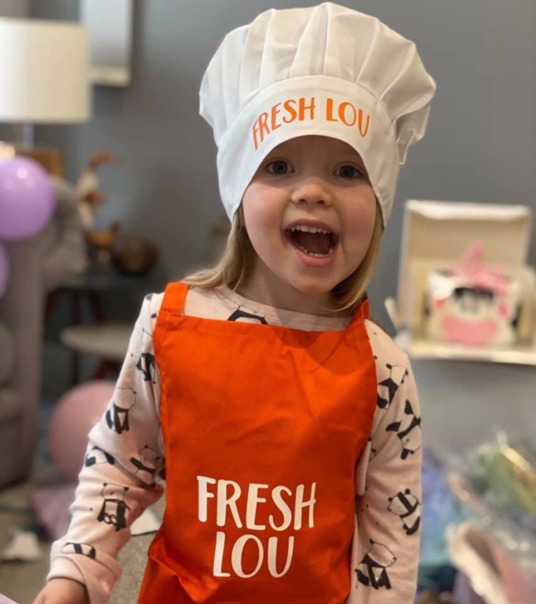 Personalised Kids Chef Set – Apron & Hat for Baking Kitchen Play ...