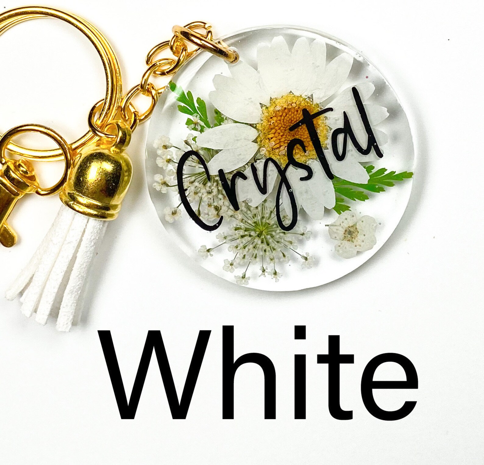 Custom Purple Flower Resin Keychain, Personalized Pressed Dried Floral ...