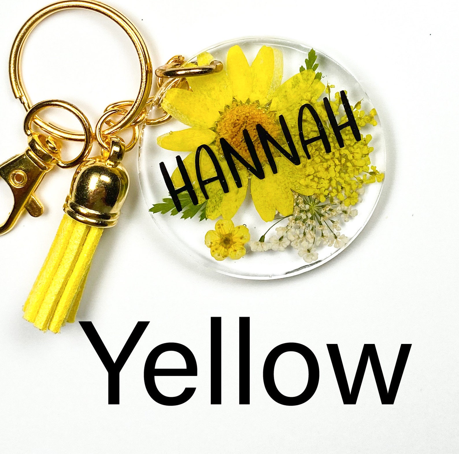 Custom Purple Flower Resin Keychain, Personalized Pressed Dried Floral ...