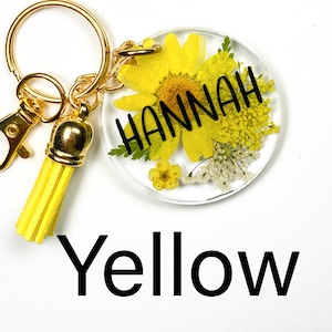 Custom Purple Flower Resin Keychain, Personalized Pressed Dried Floral ...