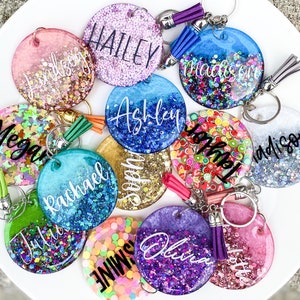 Personalized Keychain Round Name Key Ring Custom Silver - Etsy