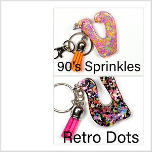 Glitter Resin Letter Keychain, Custom Initial Purple Blue Key Charm ...