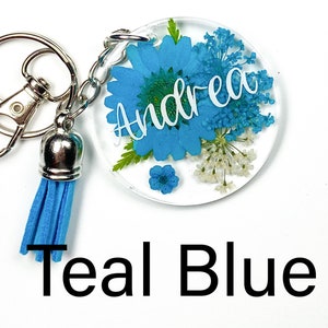 Custom Purple Flower Resin Keychain, Personalized Pressed Dried Floral ...