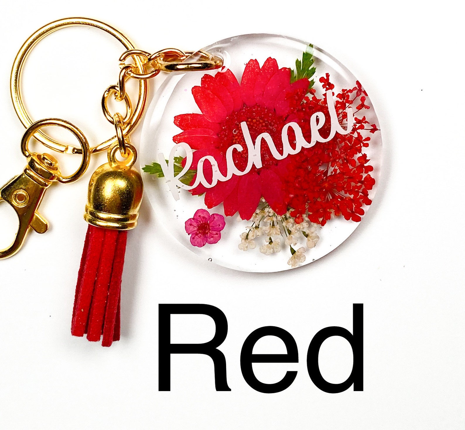 Custom Purple Flower Resin Keychain, Personalized Pressed Dried Floral ...