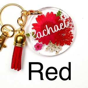 Custom Purple Flower Resin Keychain, Personalized Pressed Dried Floral ...