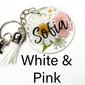 Custom Purple Flower Resin Keychain, Personalized Pressed Dried Floral ...