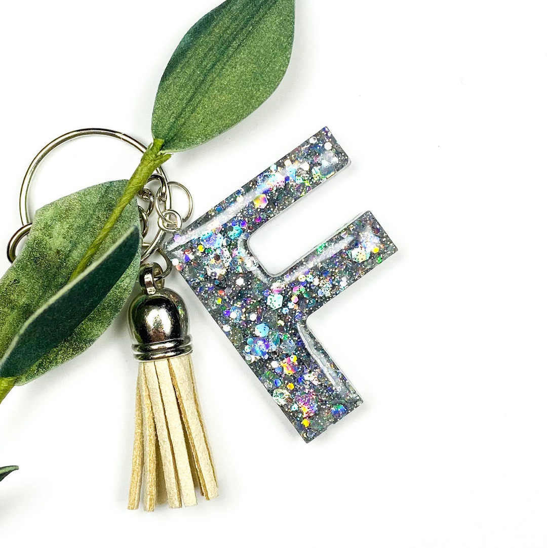 Alphabet Letter Keychain - Custom Glitter Initial Handbag Accessory ...