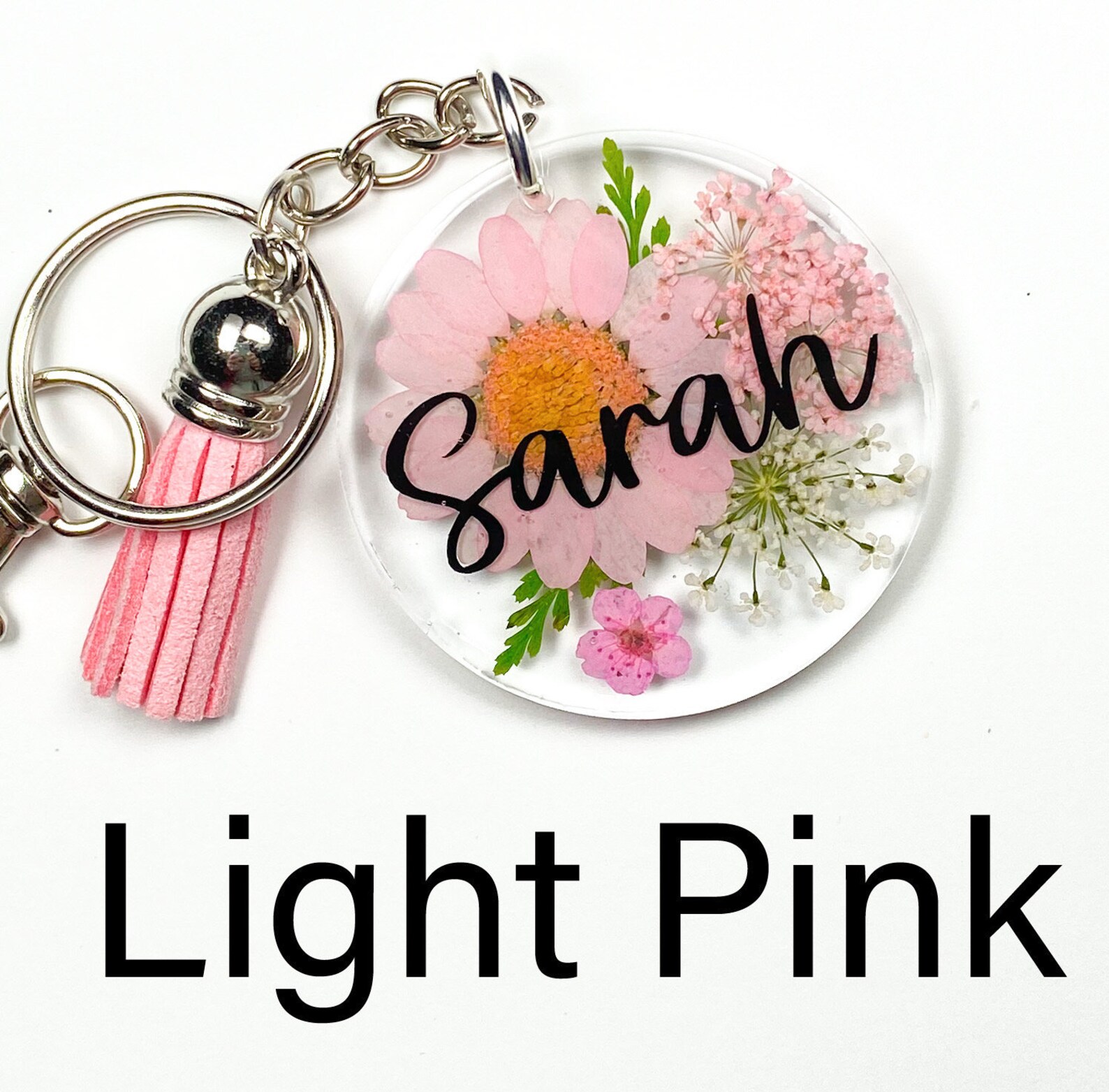 Custom Purple Flower Resin Keychain, Personalized Pressed Dried Floral ...