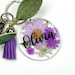Custom Purple Flower Resin Keychain, Personalized Pressed Dried Floral ...
