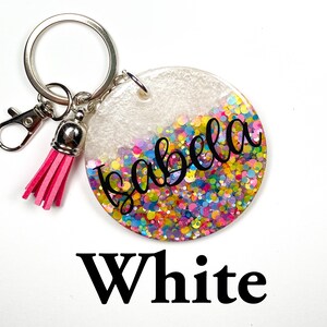 Personalized Keychain, Custom Resin Confetti Glitter Large Handmade ...