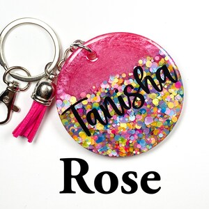 Personalized Keychain, Custom Resin Confetti Glitter Large Handmade ...