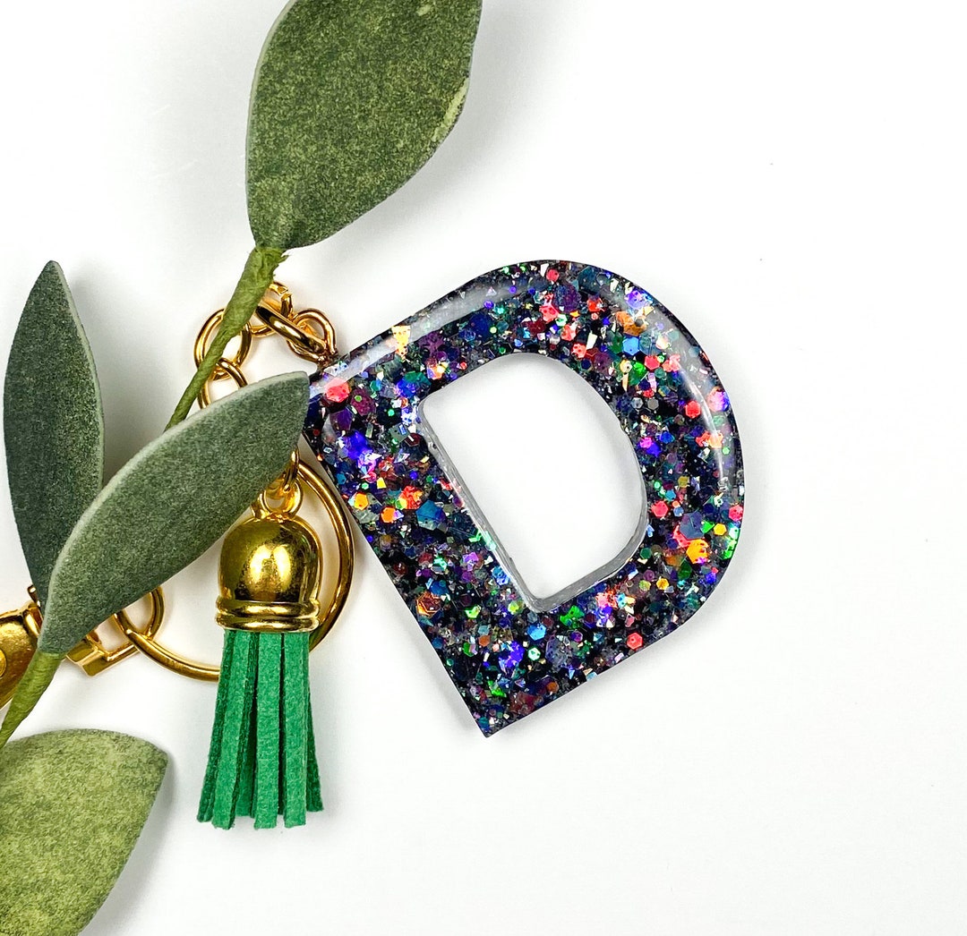Resin Letter Keychain, Choose Your Color, Alphabet Dark Colorful ...